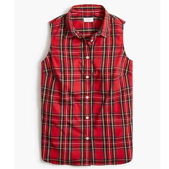 J. Crew Factory | Tops | J Crew Poplin Tartan Sleeveless Buttondown Nwt | Poshmark